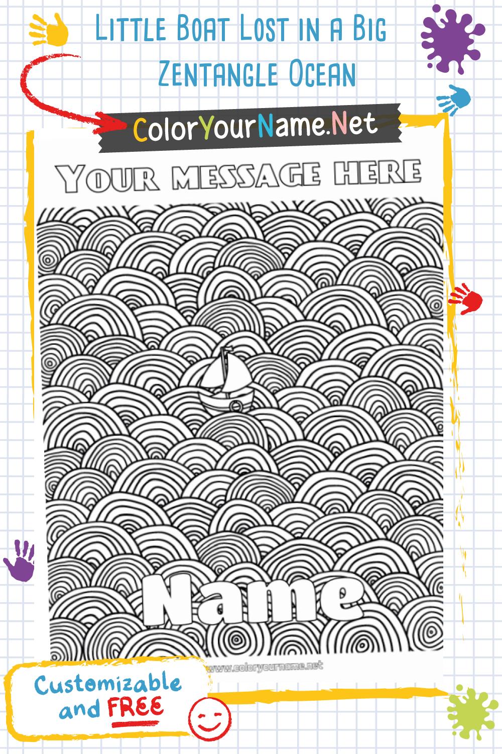 Little Boat Lost in a Big Zentangle Ocean