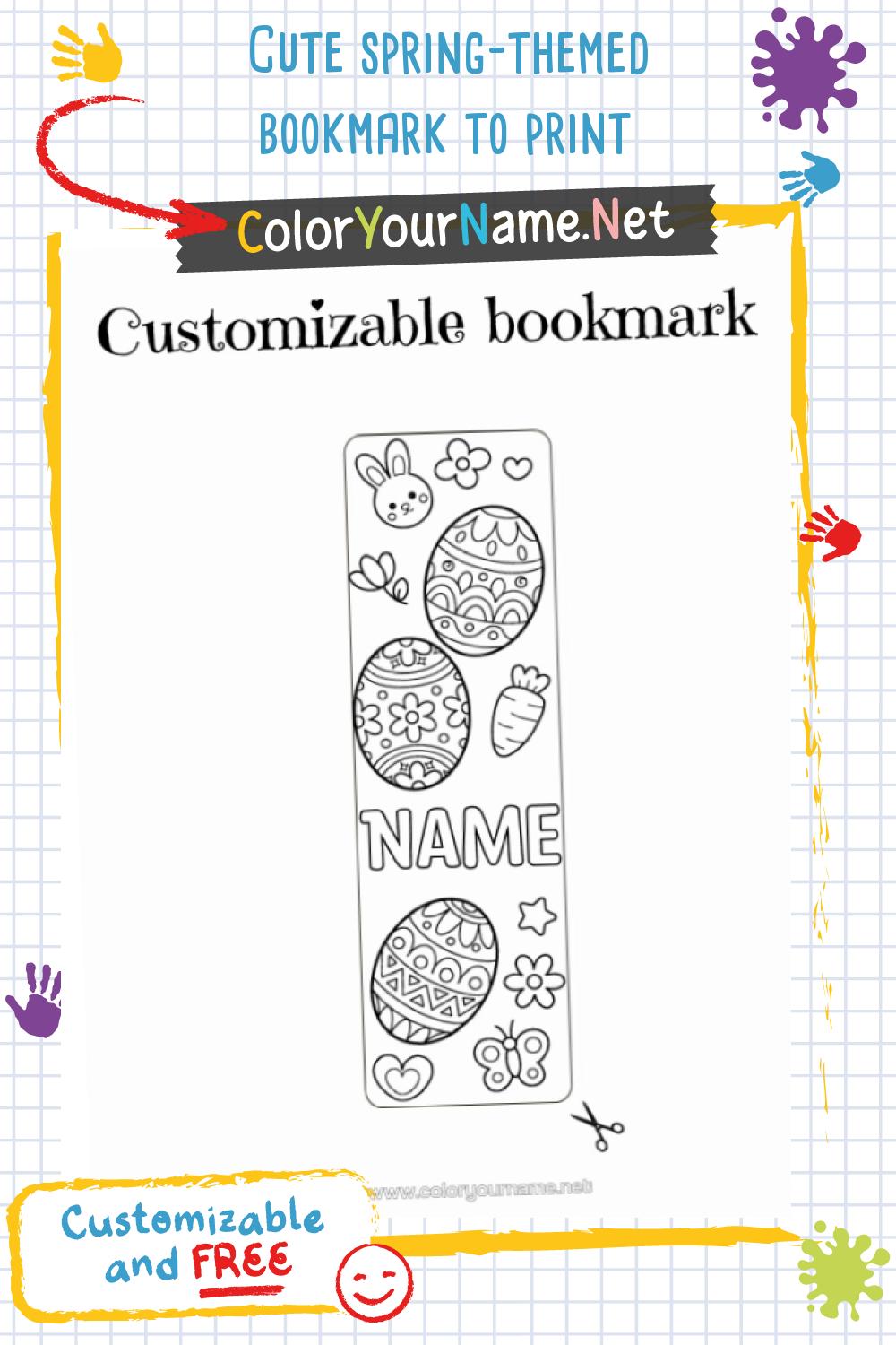 Cute spring-themed bookmark to print