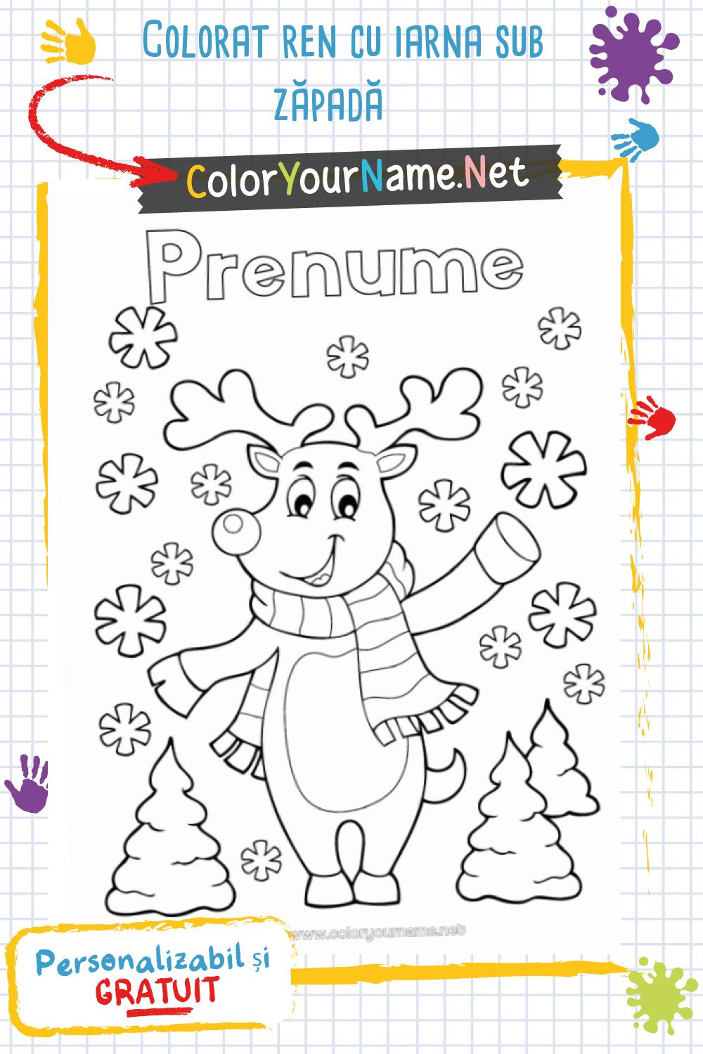 Colorat ren cu iarna sub zăpadă