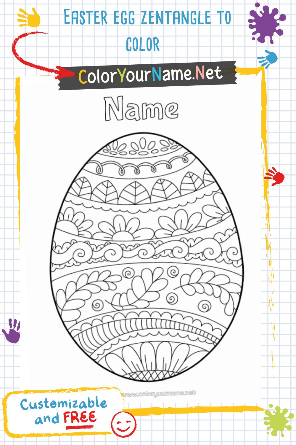 Easter egg zentangle to color