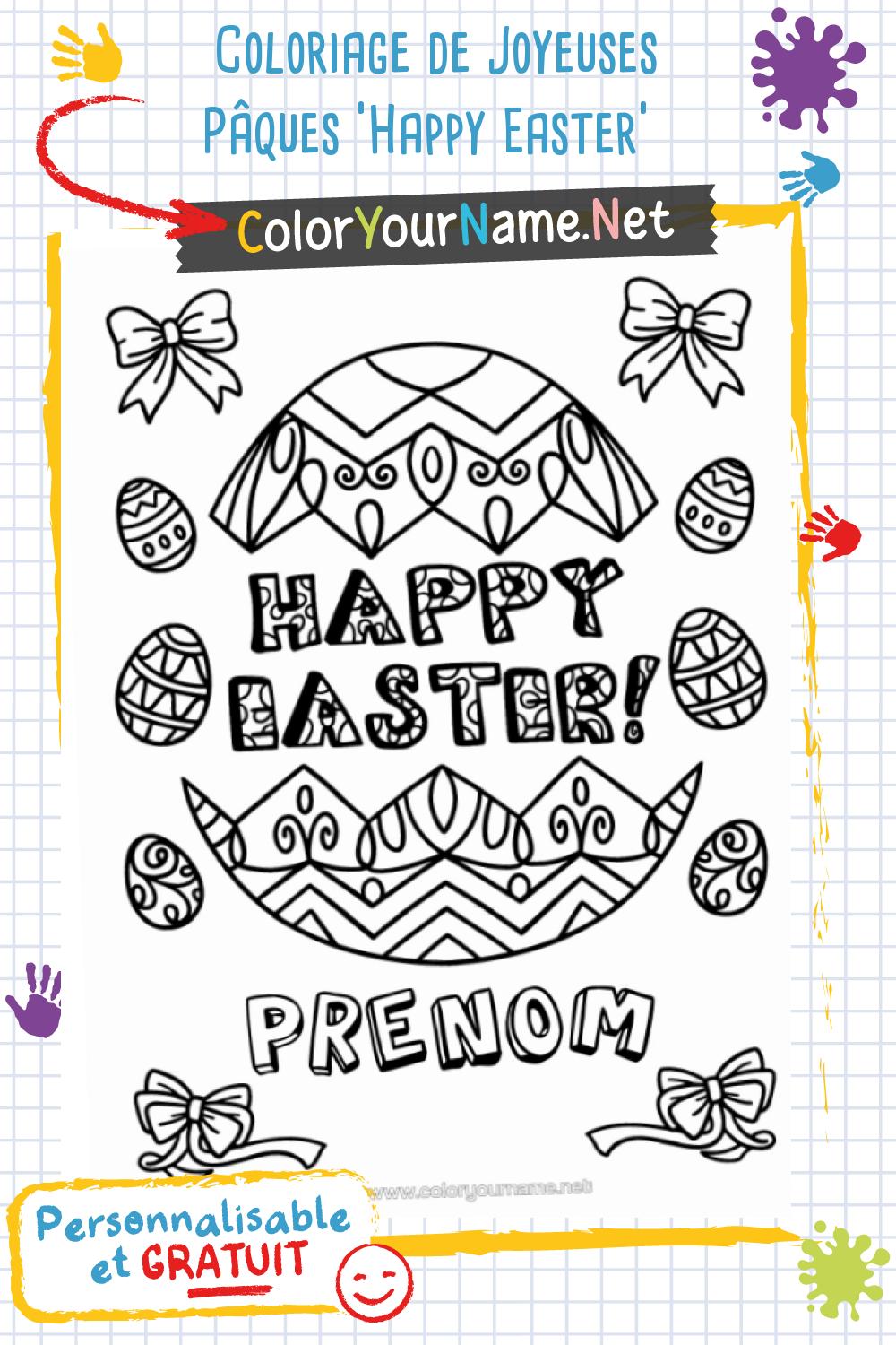 Coloriage de Joyeuses Pâques 'Happy Easter'