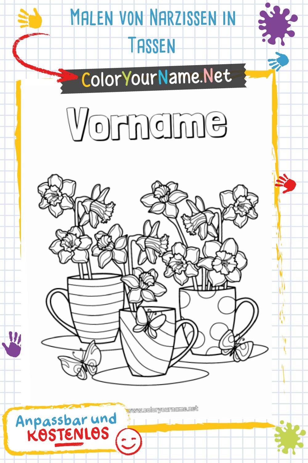 Malen von Narzissen in Tassen