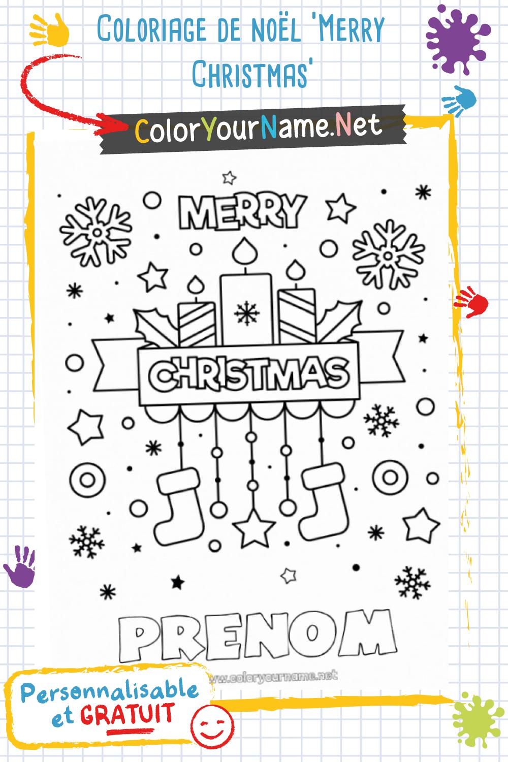 Coloriage de noël 'Merry Christmas'