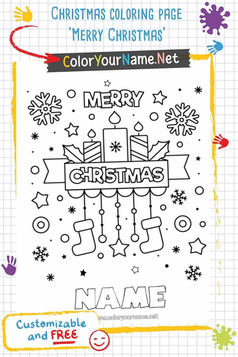 Christmas coloring page 'Merry Christmas'