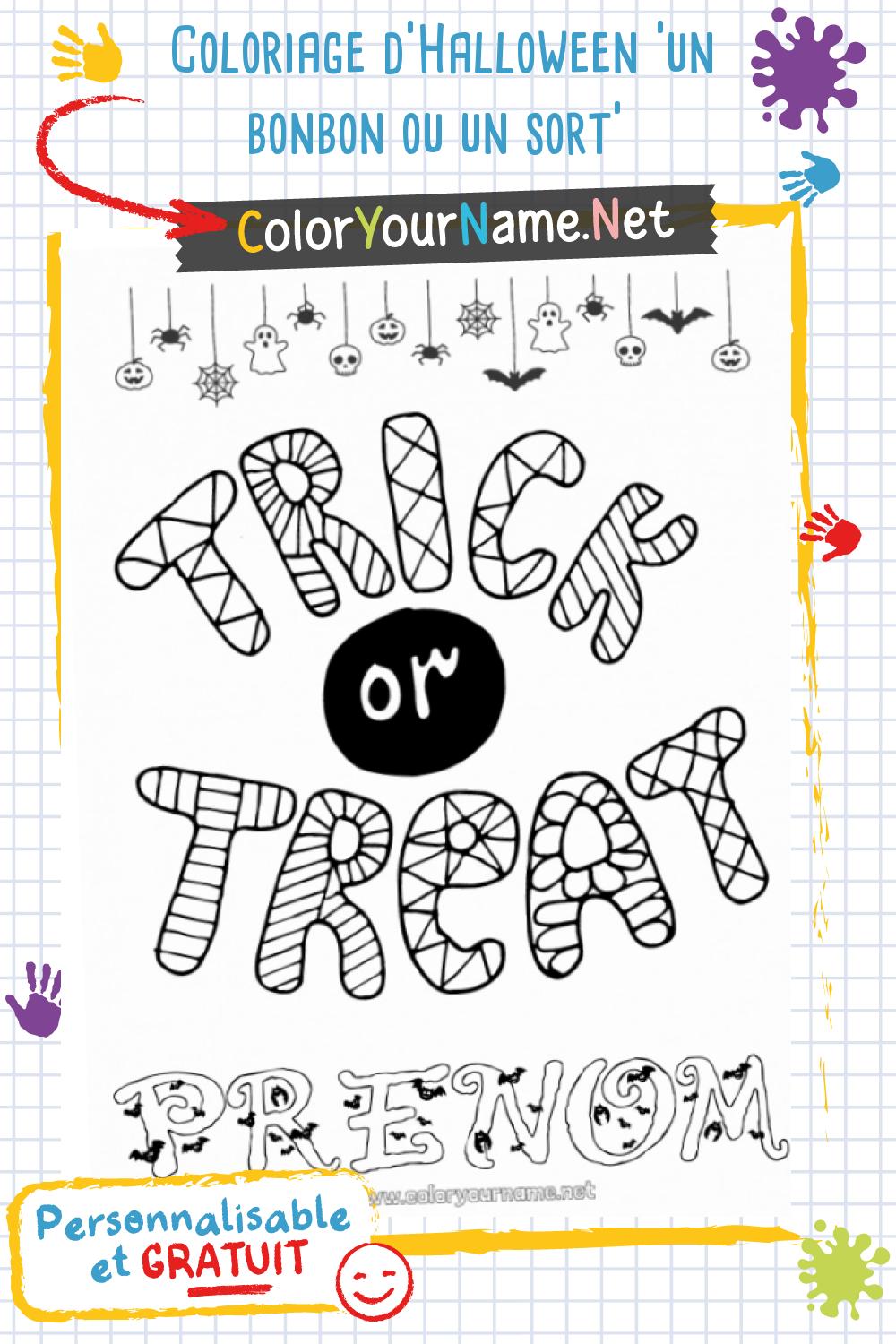 Coloriage d'Halloween 'un bonbon ou un sort'