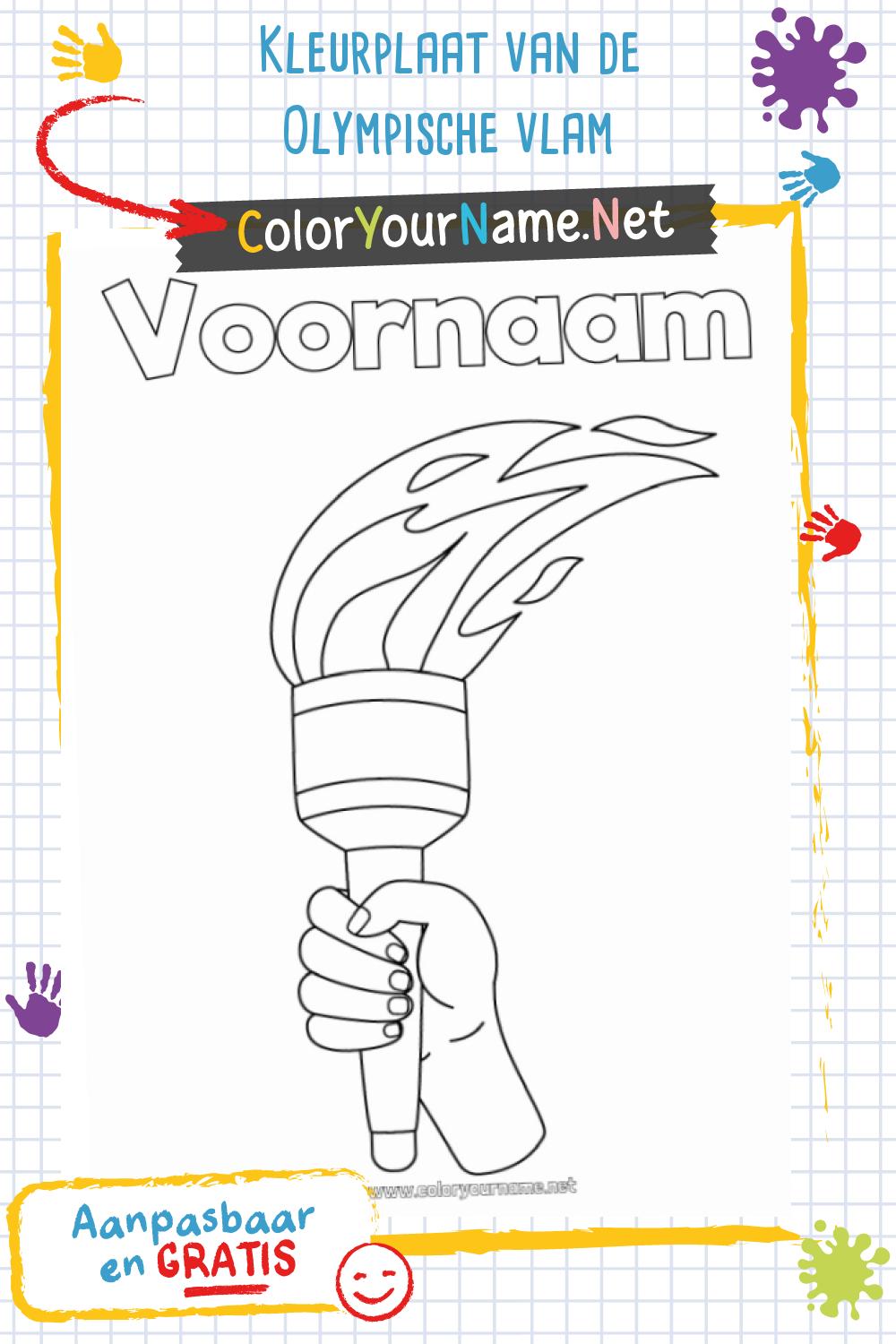 Kleurplaat van de Olympische vlam
