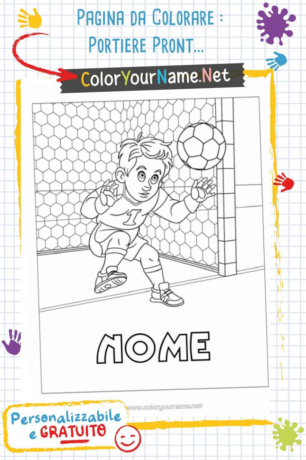 Pagina da Colorare : Portiere Pronto a Effettuare una Parata