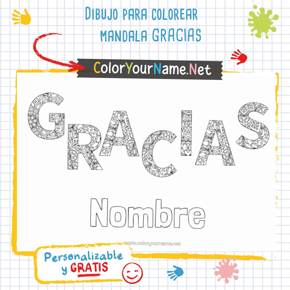 Dibujo para colorear mandala GRACIAS