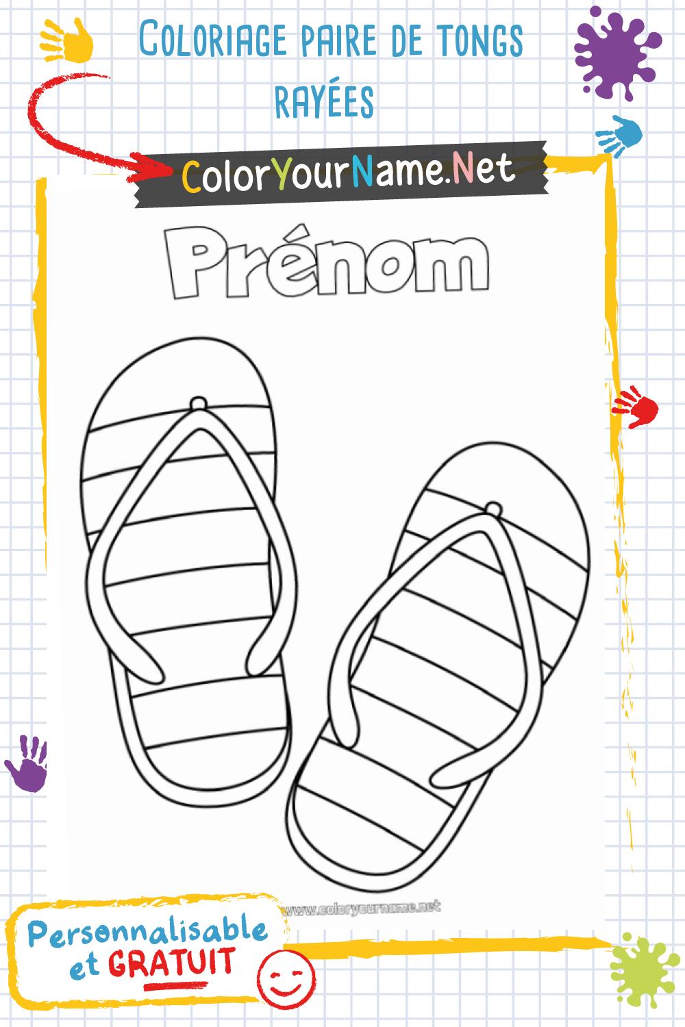 Coloriage paire de tongs rayées