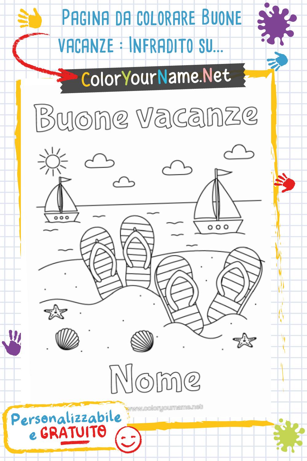 Pagina da colorare Buone vacanze : Infradito sulla spiaggia.