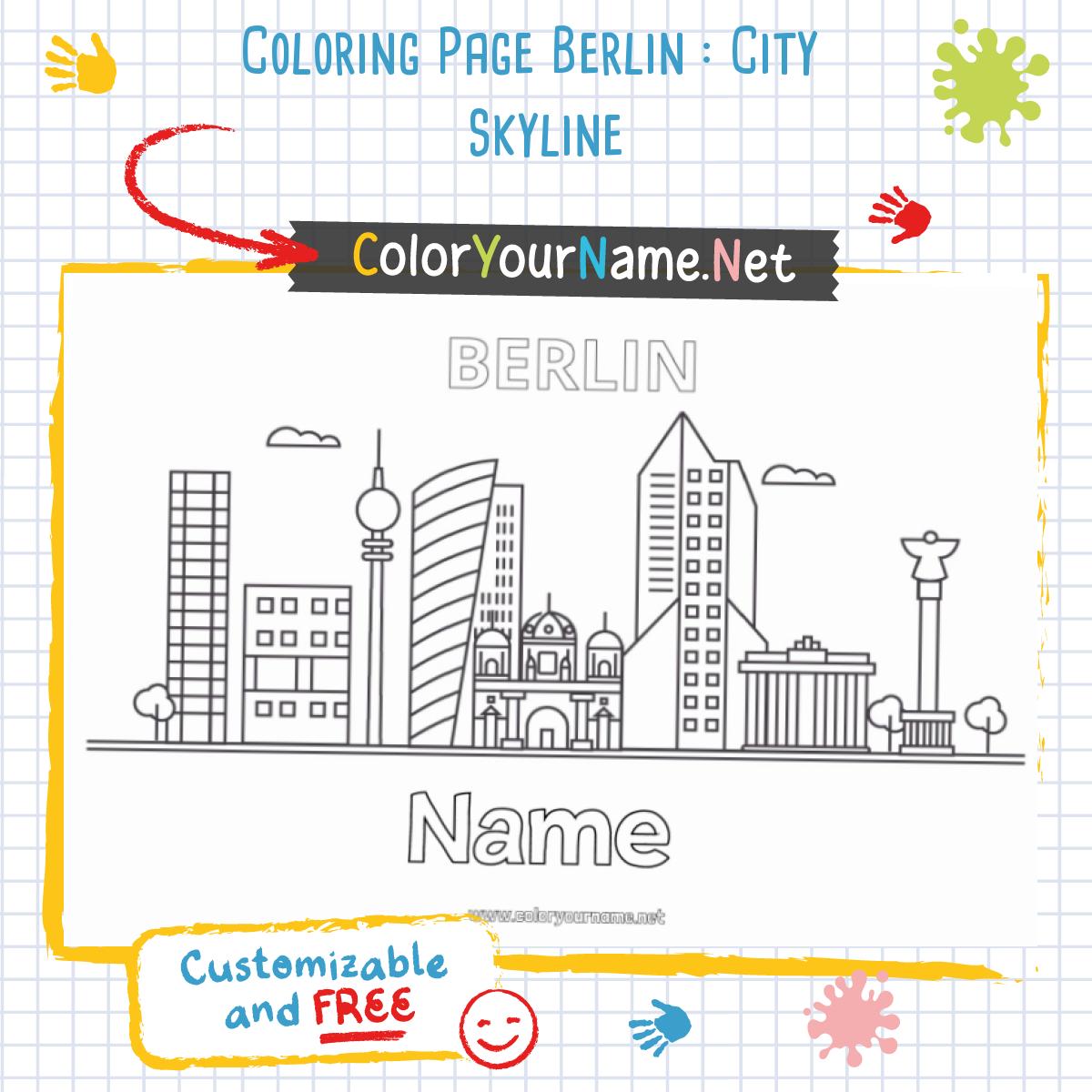 Coloring Page Berlin : City Skyline