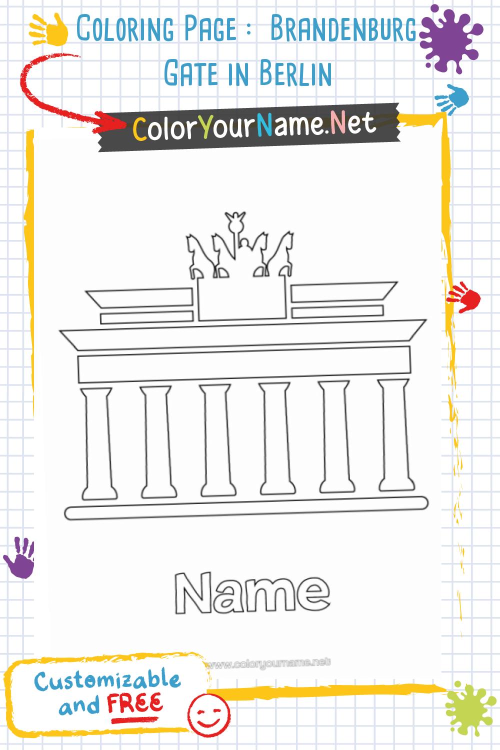 Coloring Page : Brandenburg Gate in Berlin