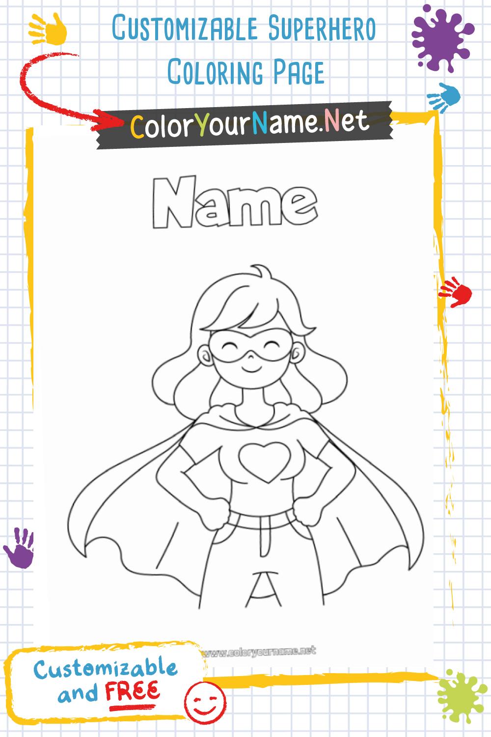 Customizable Superhero Coloring Page