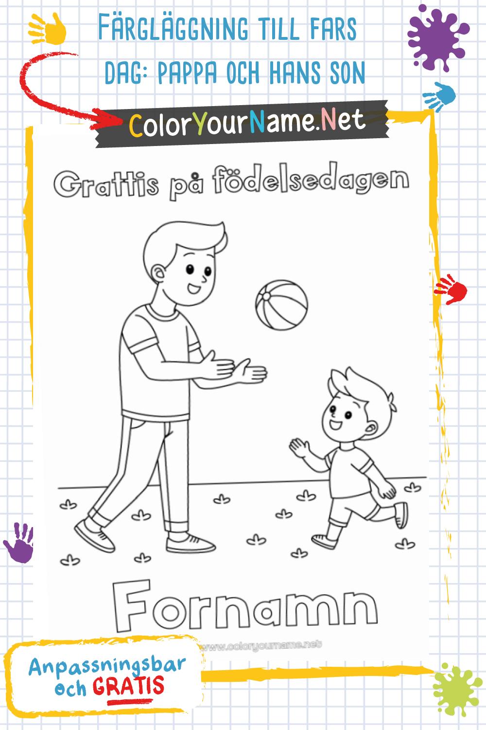 Färgläggning till fars dag: pappa och hans son