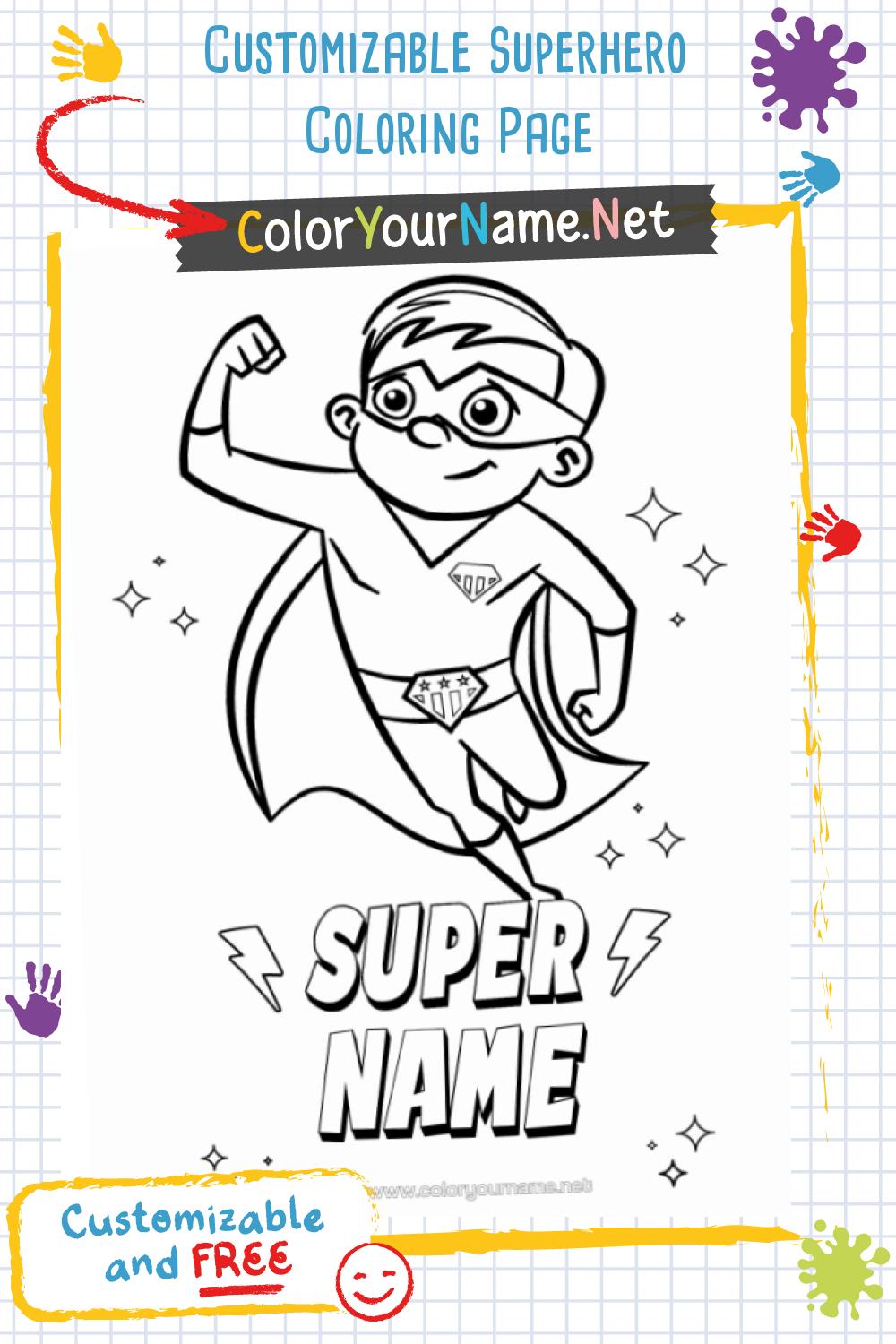 Customizable Superhero Coloring Page