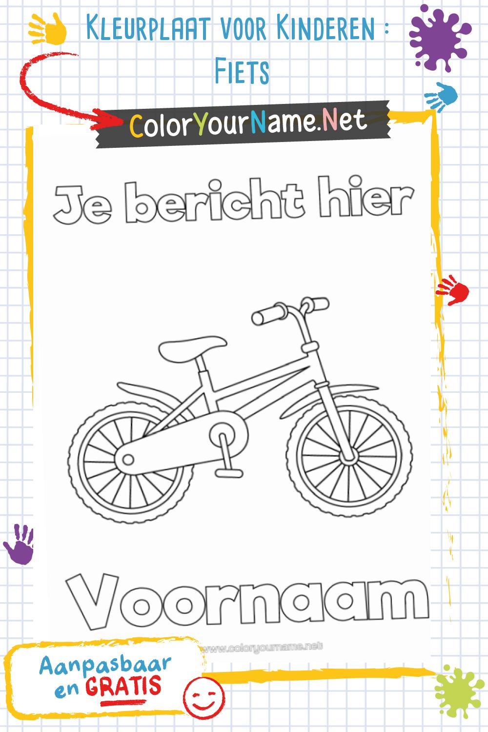 Kleurplaat voor Kinderen : Fiets