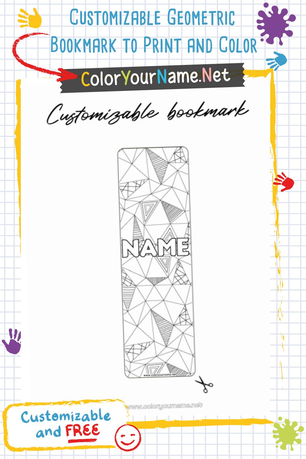 Customizable Geometric Bookmark to Print and Color
