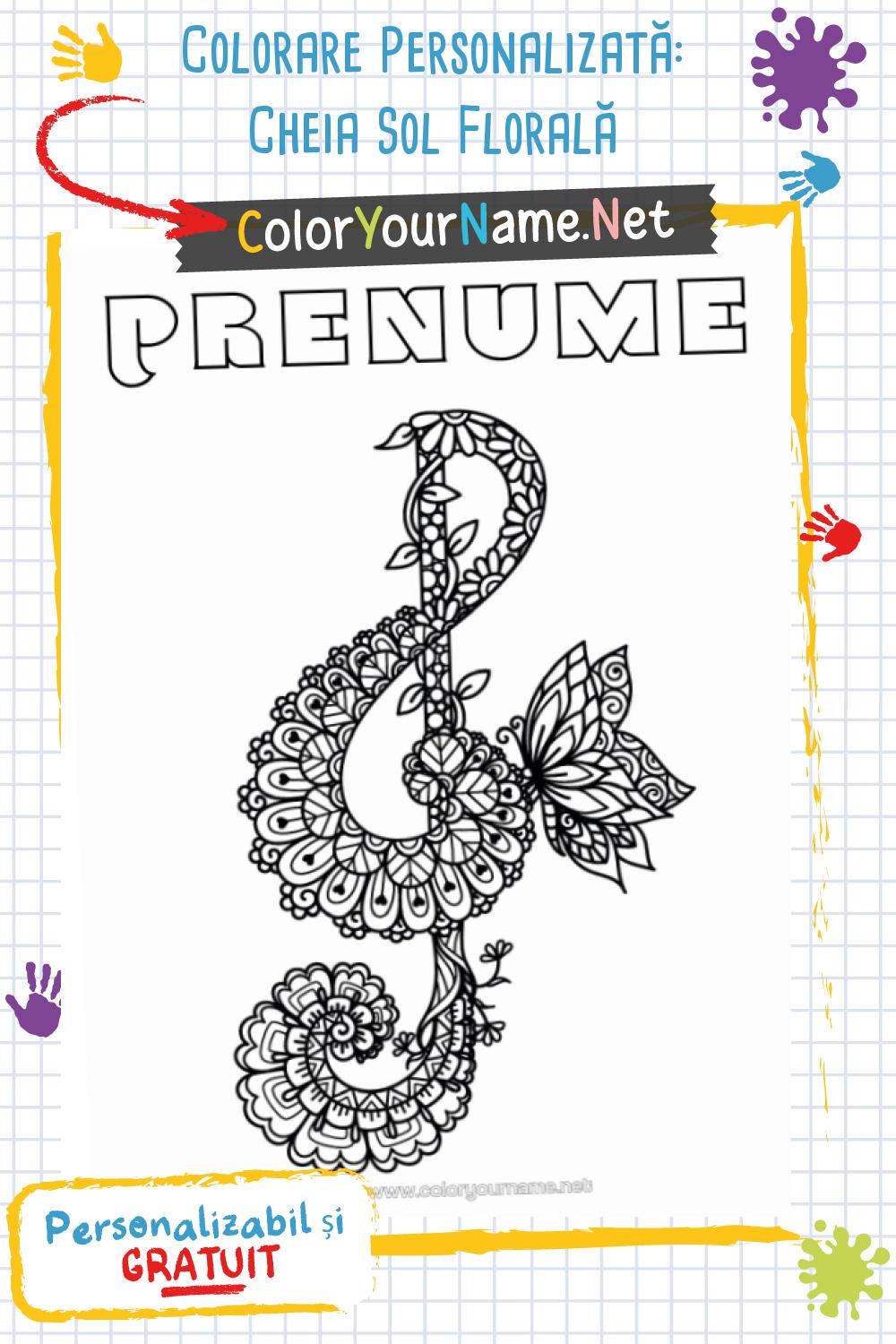 Colorare Personalizată: Cheia Sol Florală