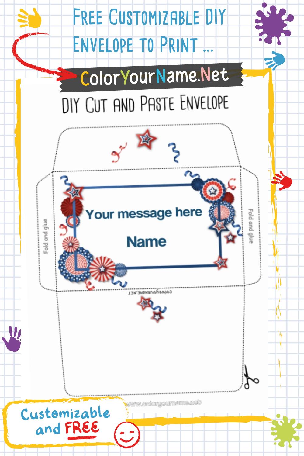 Free Customizable DIY Envelope to Print for American Holidays