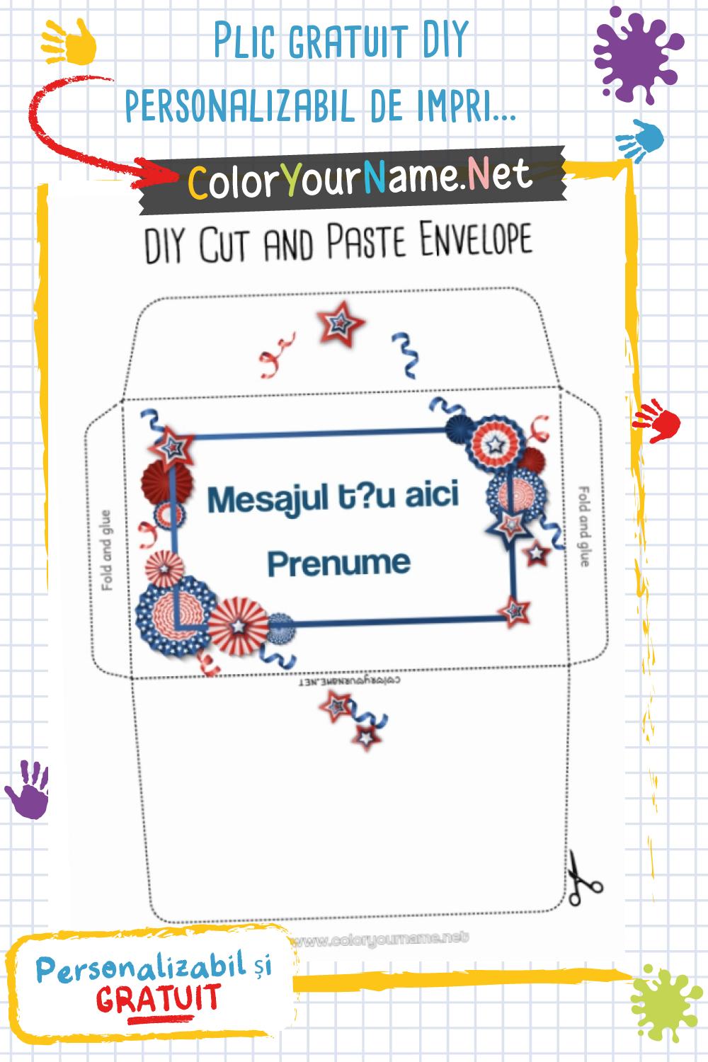 Plic gratuit DIY personalizabil de imprimat pentru sărbători americane