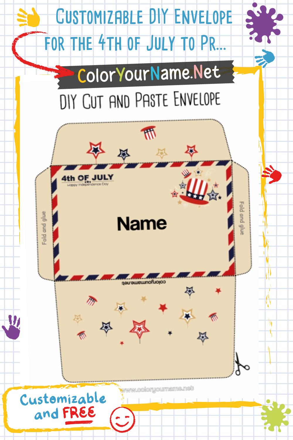 Customizable DIY Envelope for the 4th of July to Print for Free