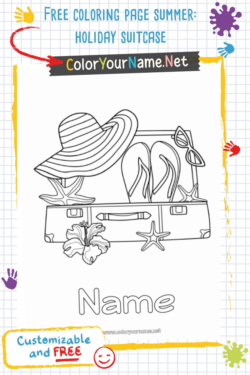 Free coloring page summer: holiday suitcase