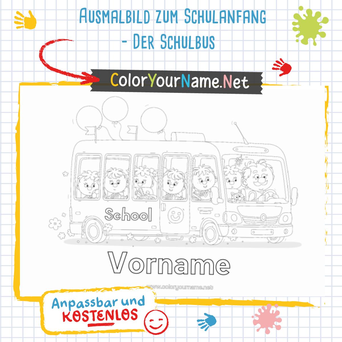 Ausmalbild zum Schulanfang - Der Schulbus