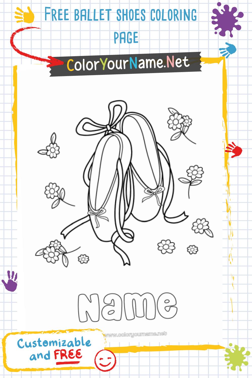 Free ballet shoes coloring page