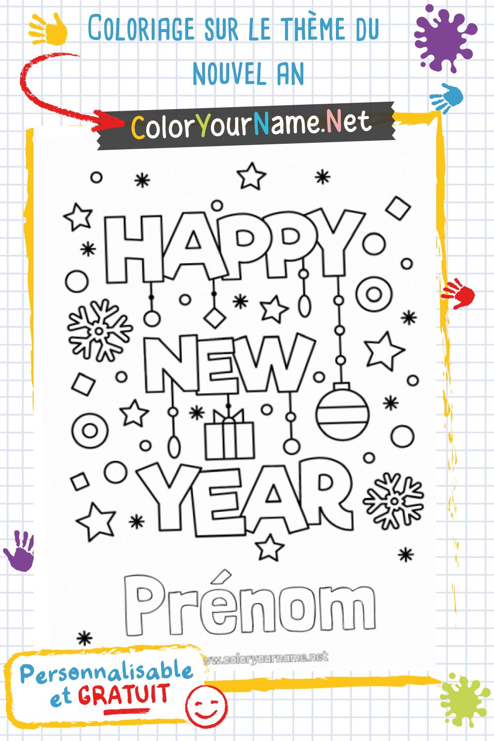 Coloriage sur le thème du nouvel an