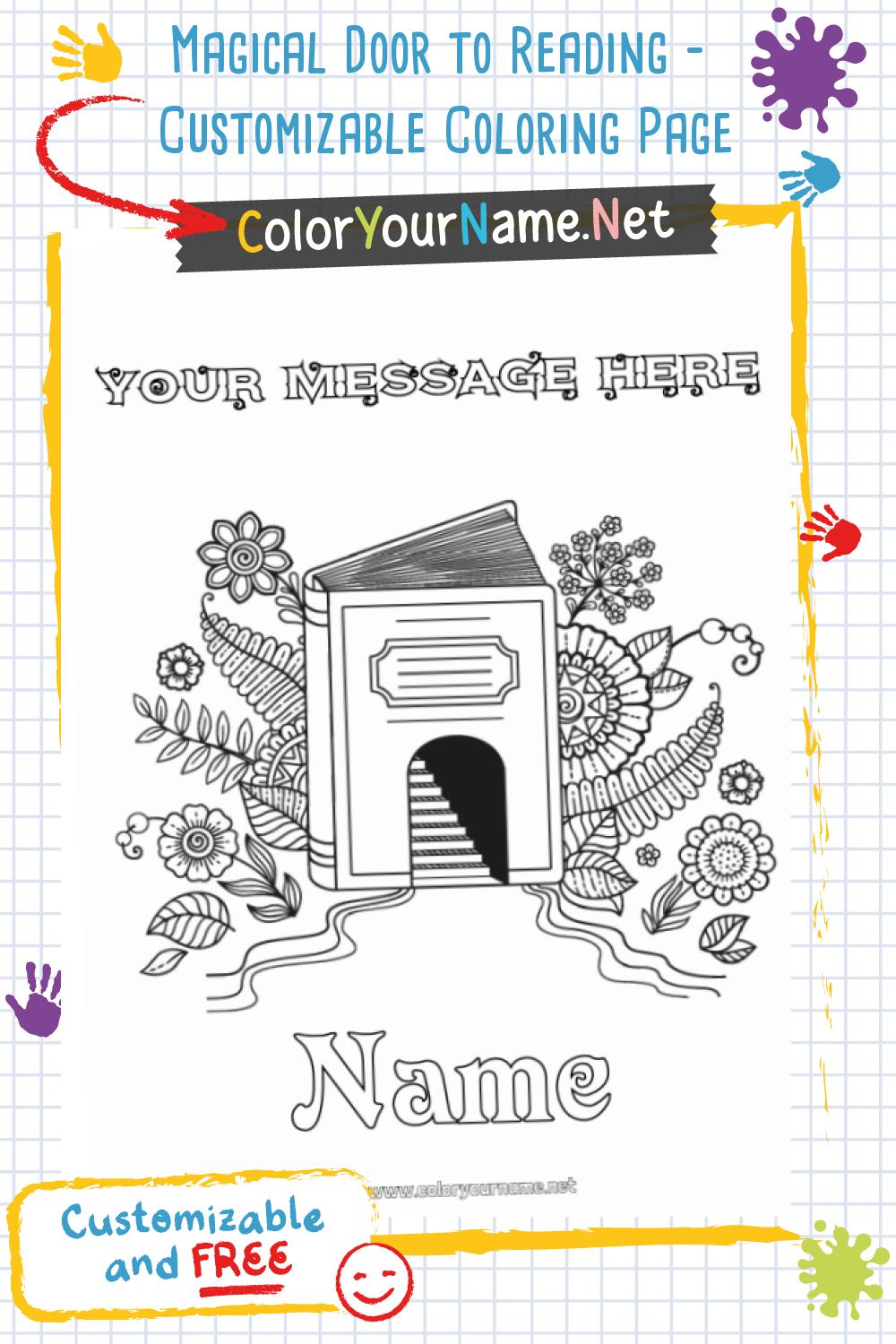 Magical Door to Reading - Customizable Coloring Page