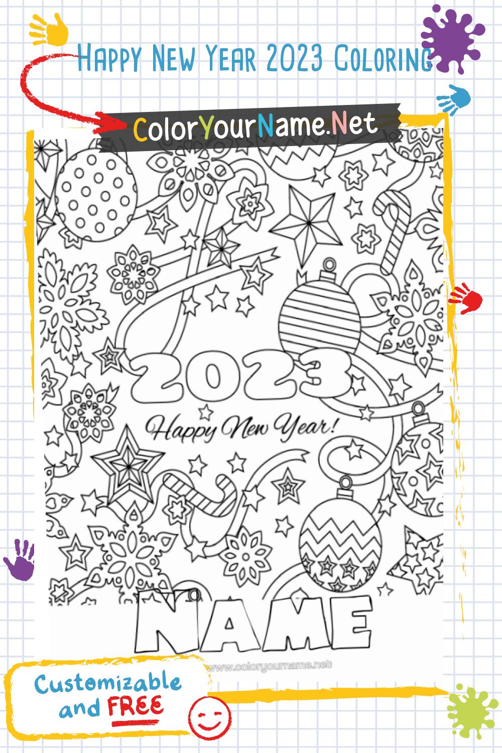 Happy New Year 2023 Coloring