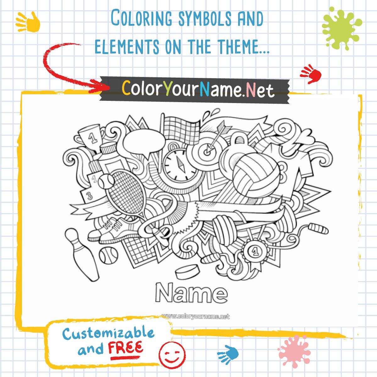 Coloring symbols and elements on the theme of sport