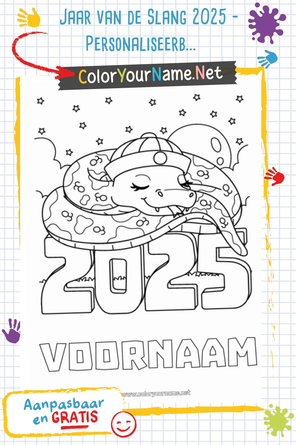 Jaar van de Slang 2025 - Personaliseerbare Kleurplaat