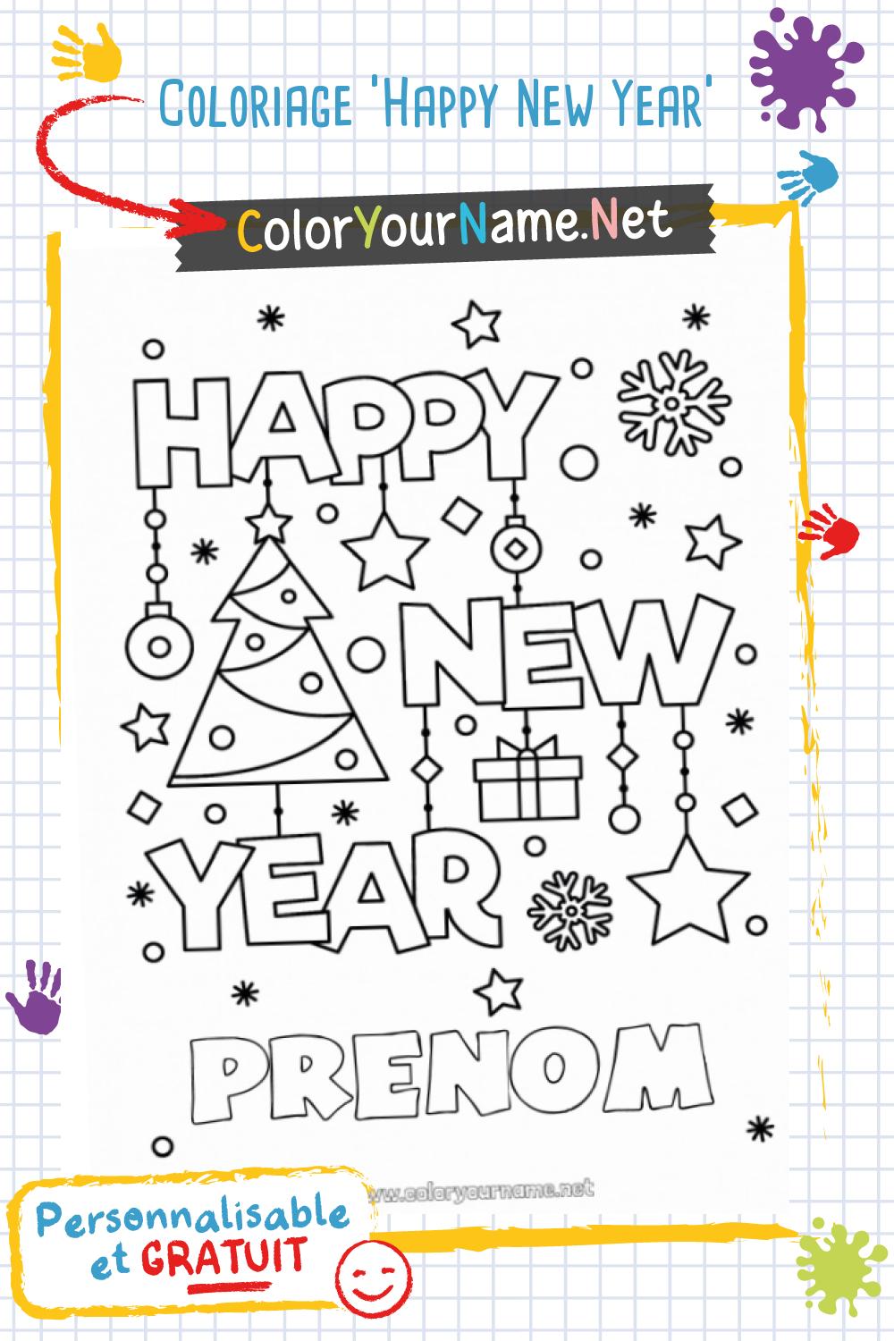 Coloriage 'Happy New Year'
