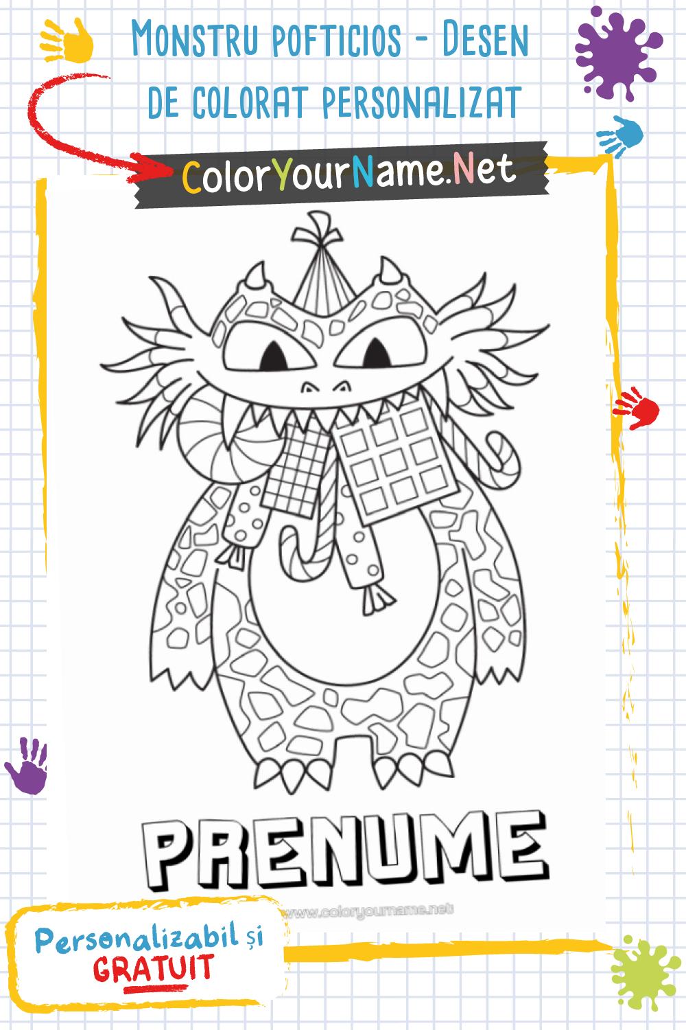 Monstru pofticios - Desen de colorat personalizat