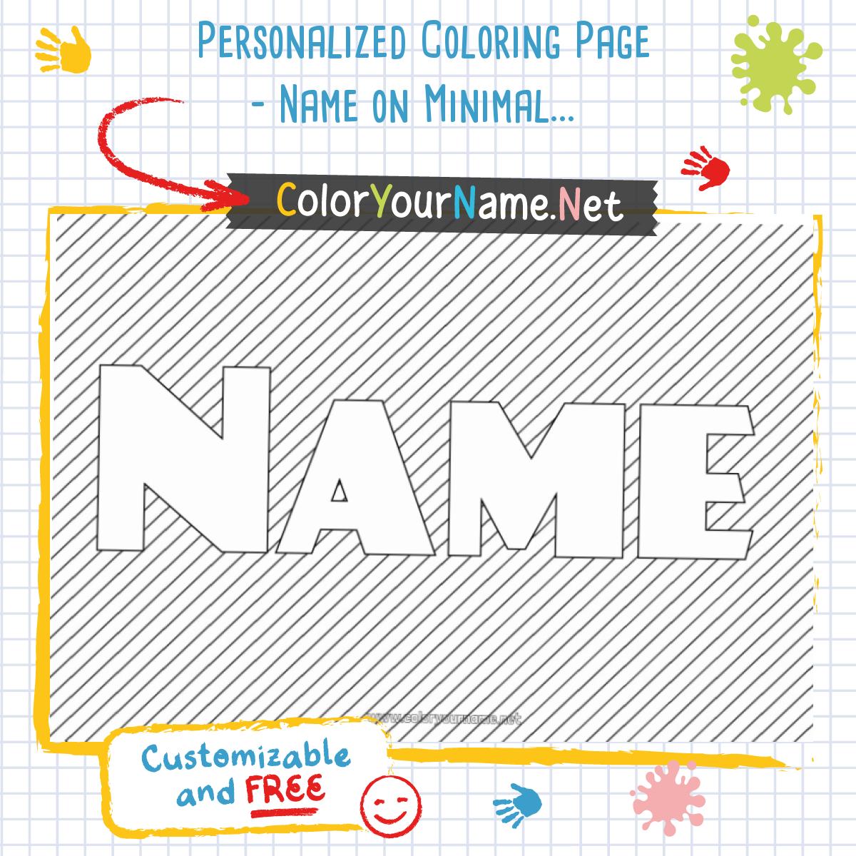 Personalized Coloring Page - Name on Minimalist Diagonal Stripes