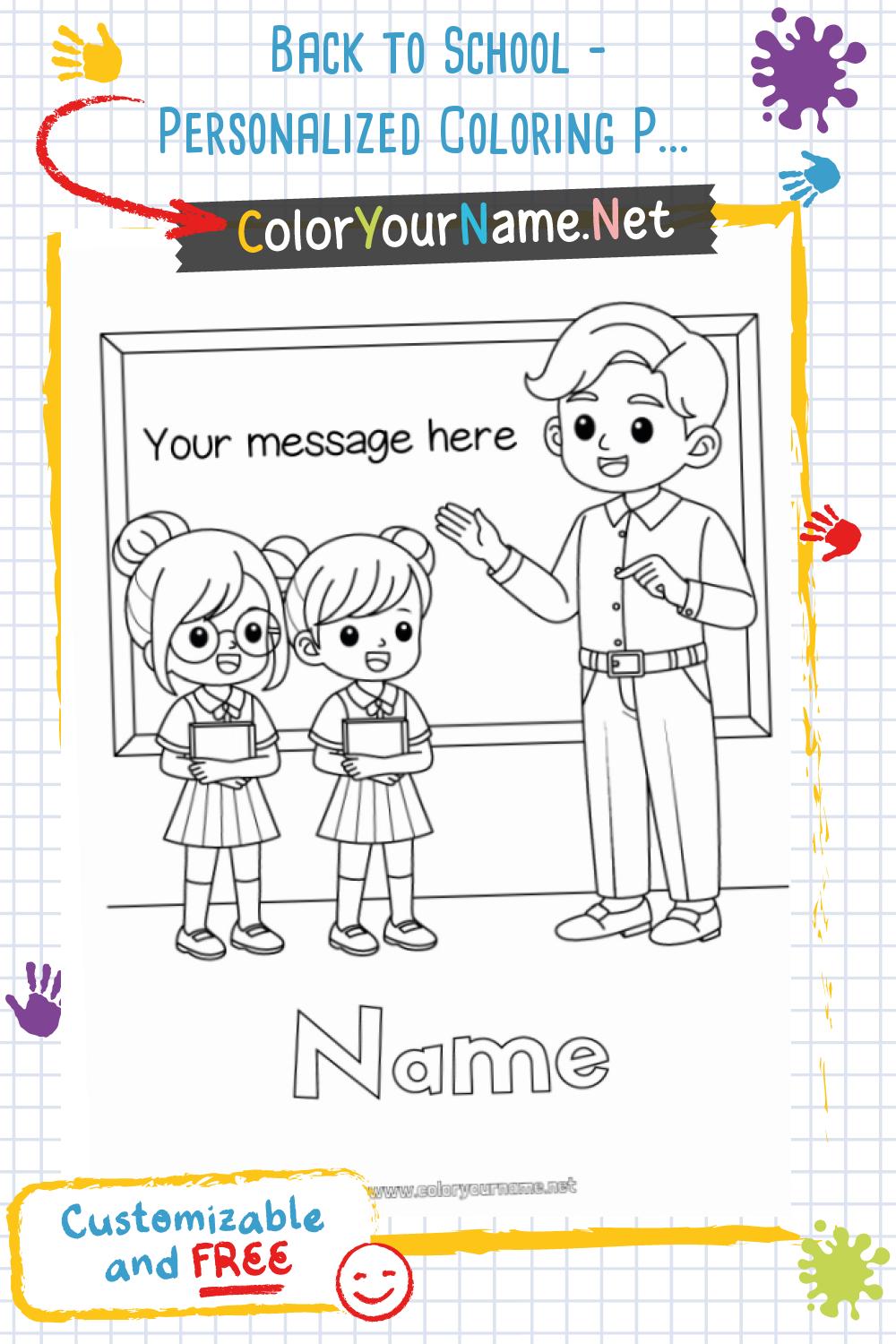 Back to School - Personalized Coloring Page for the New School Year