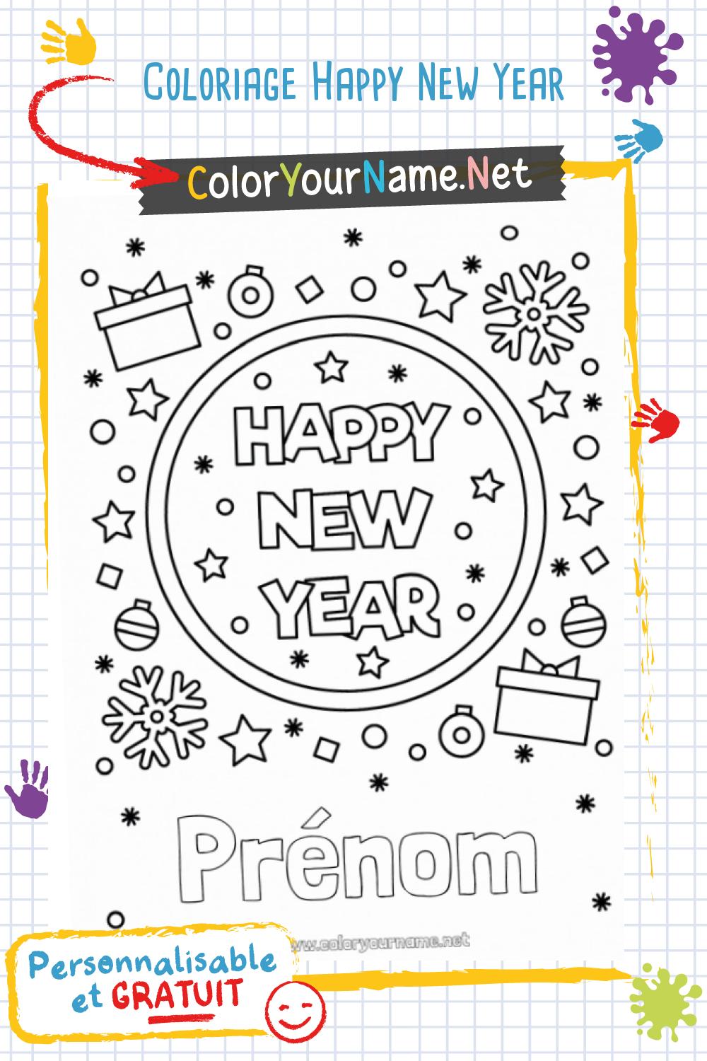 Coloriage Happy New Year
