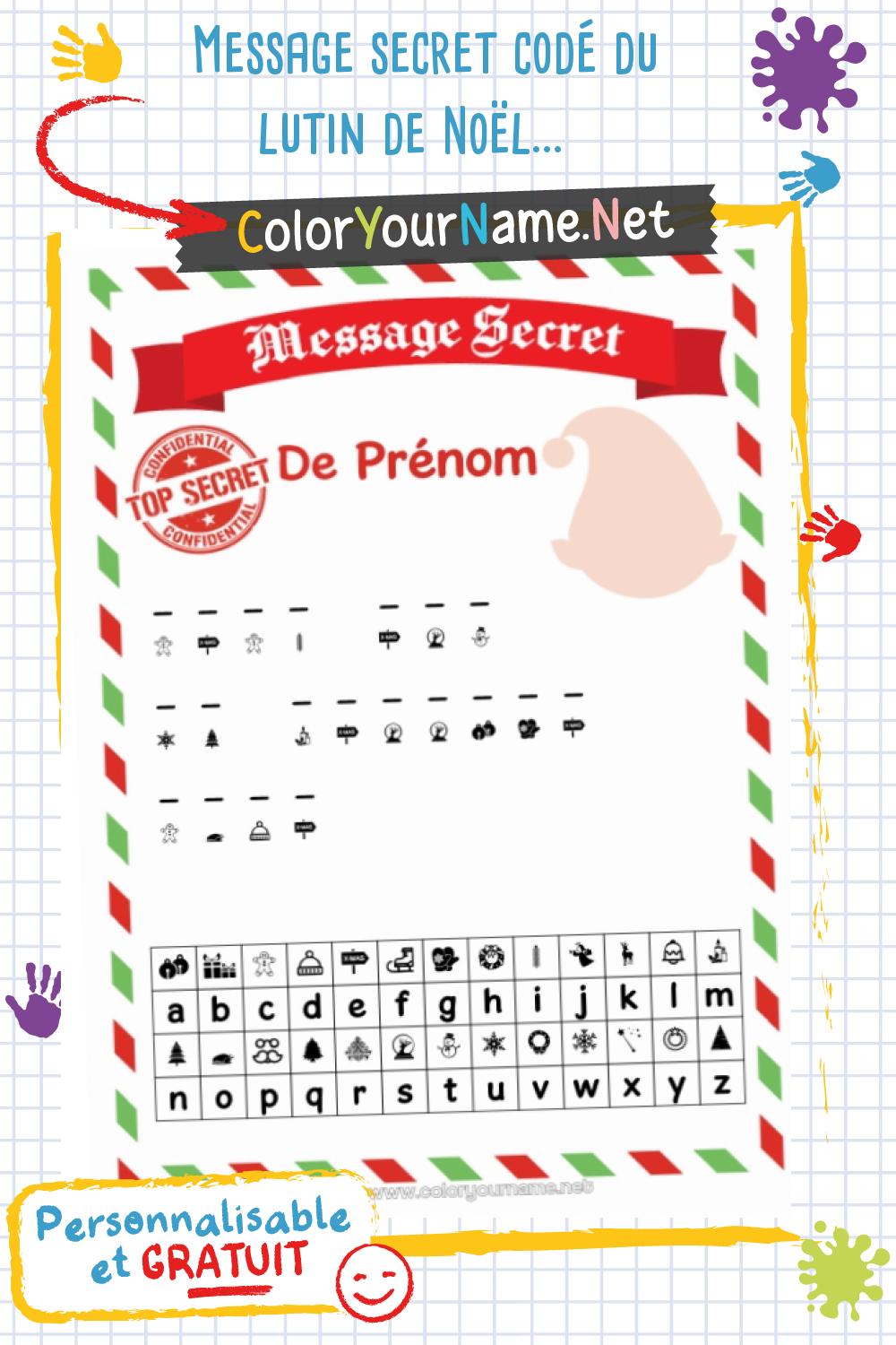 Message secret codé du lutin de Noël à personnaliser