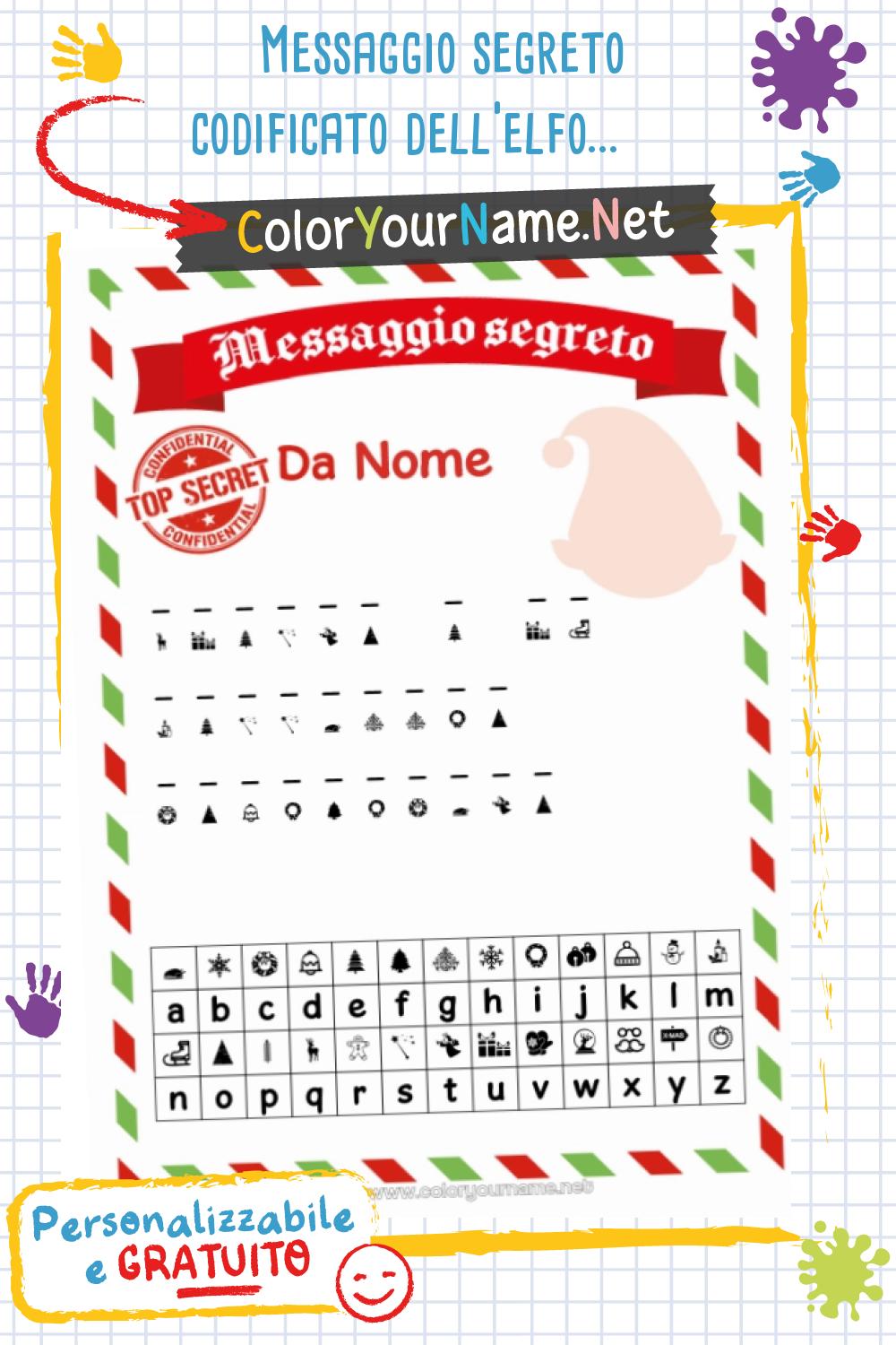 Messaggio segreto codificato dell'elfo di Natale da personalizzare