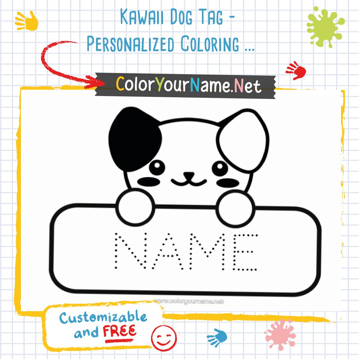 Kawaii Dog Tag - Personalized Coloring for Coat Racks and Lockers