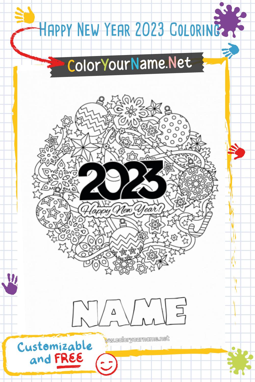 Happy New Year 2023 Coloring