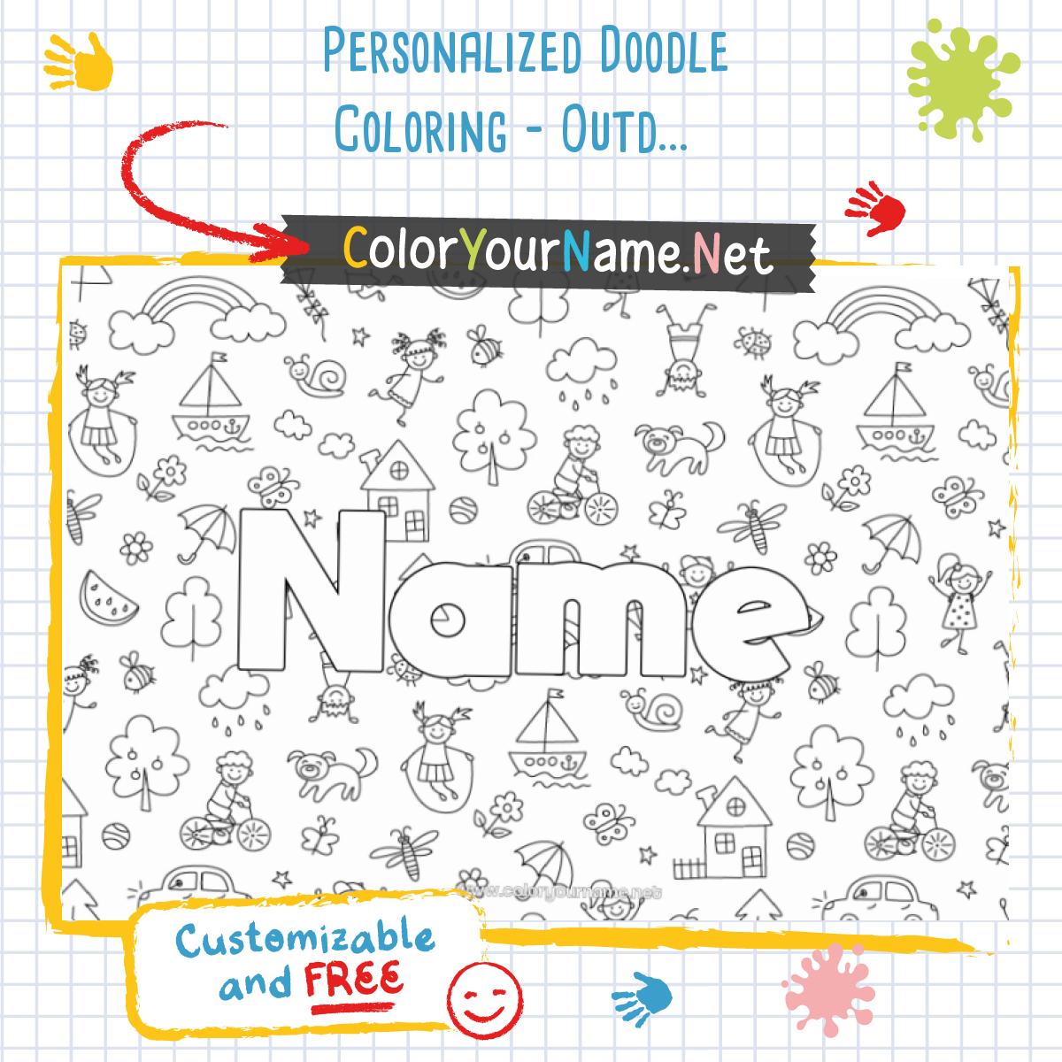 Personalized Doodle Coloring - Outdoor Activities