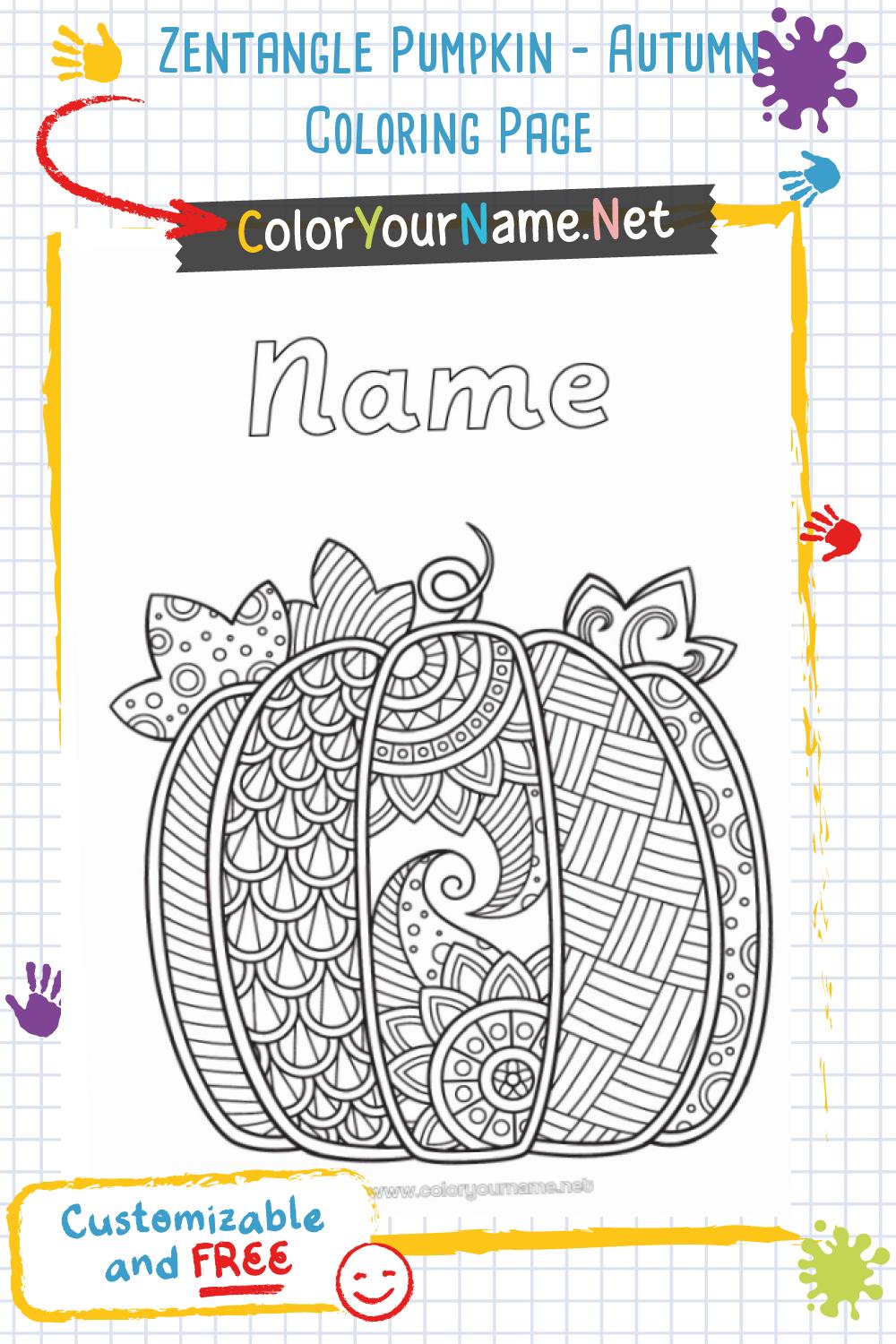 Zentangle Pumpkin - Autumn Coloring Page