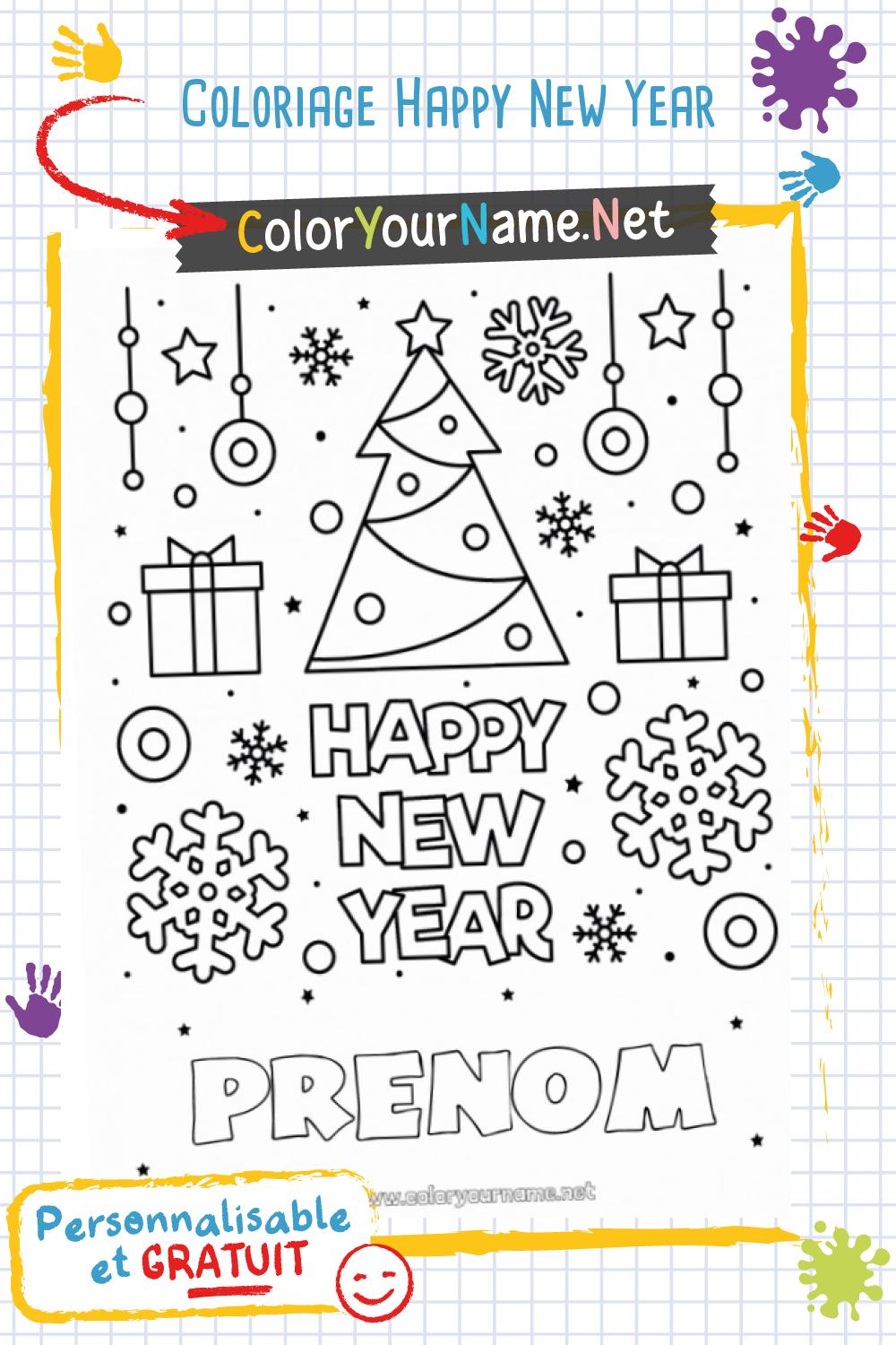 Coloriage Happy New Year