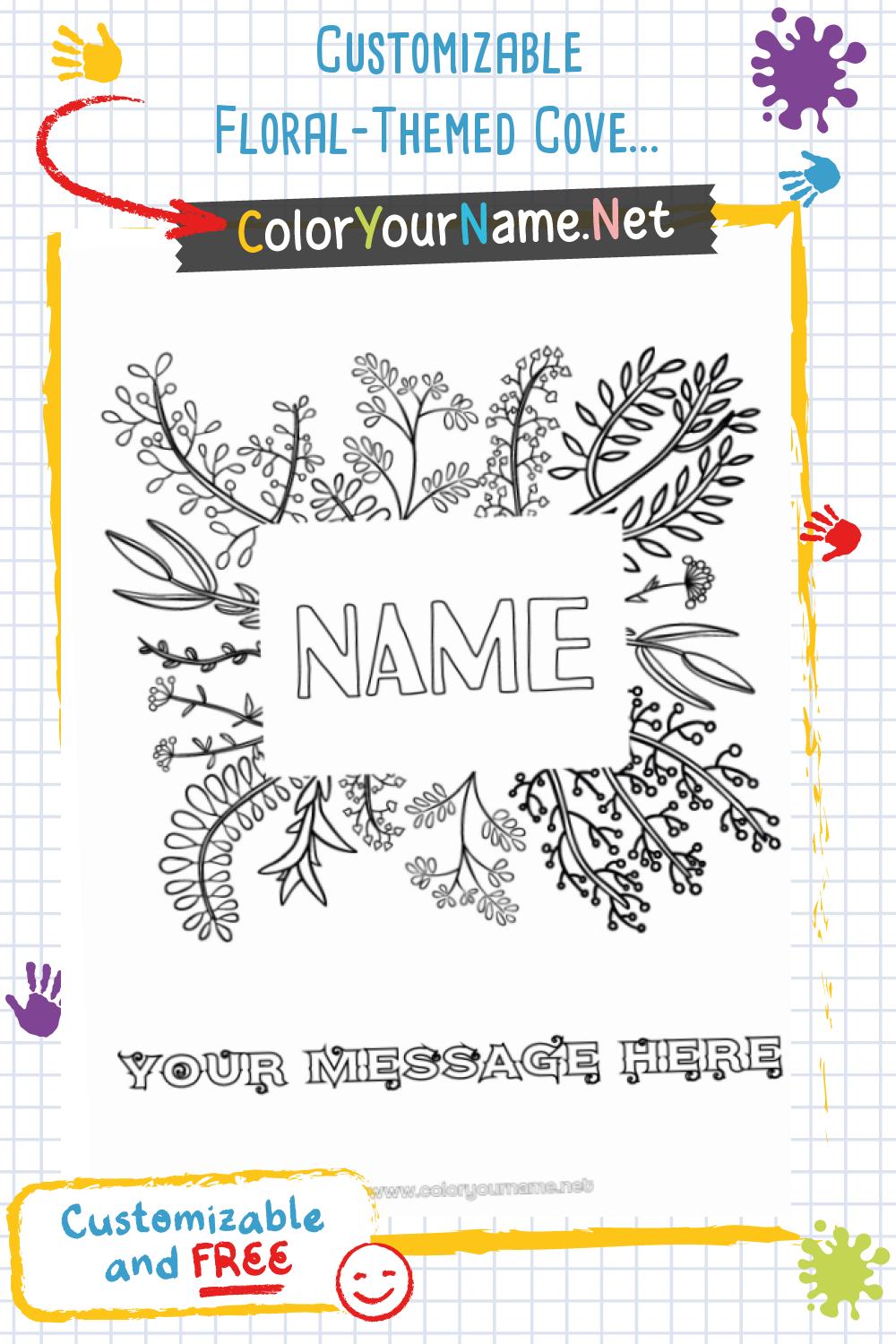 Customizable Floral-Themed Cover - Back-to-School Coloring Page