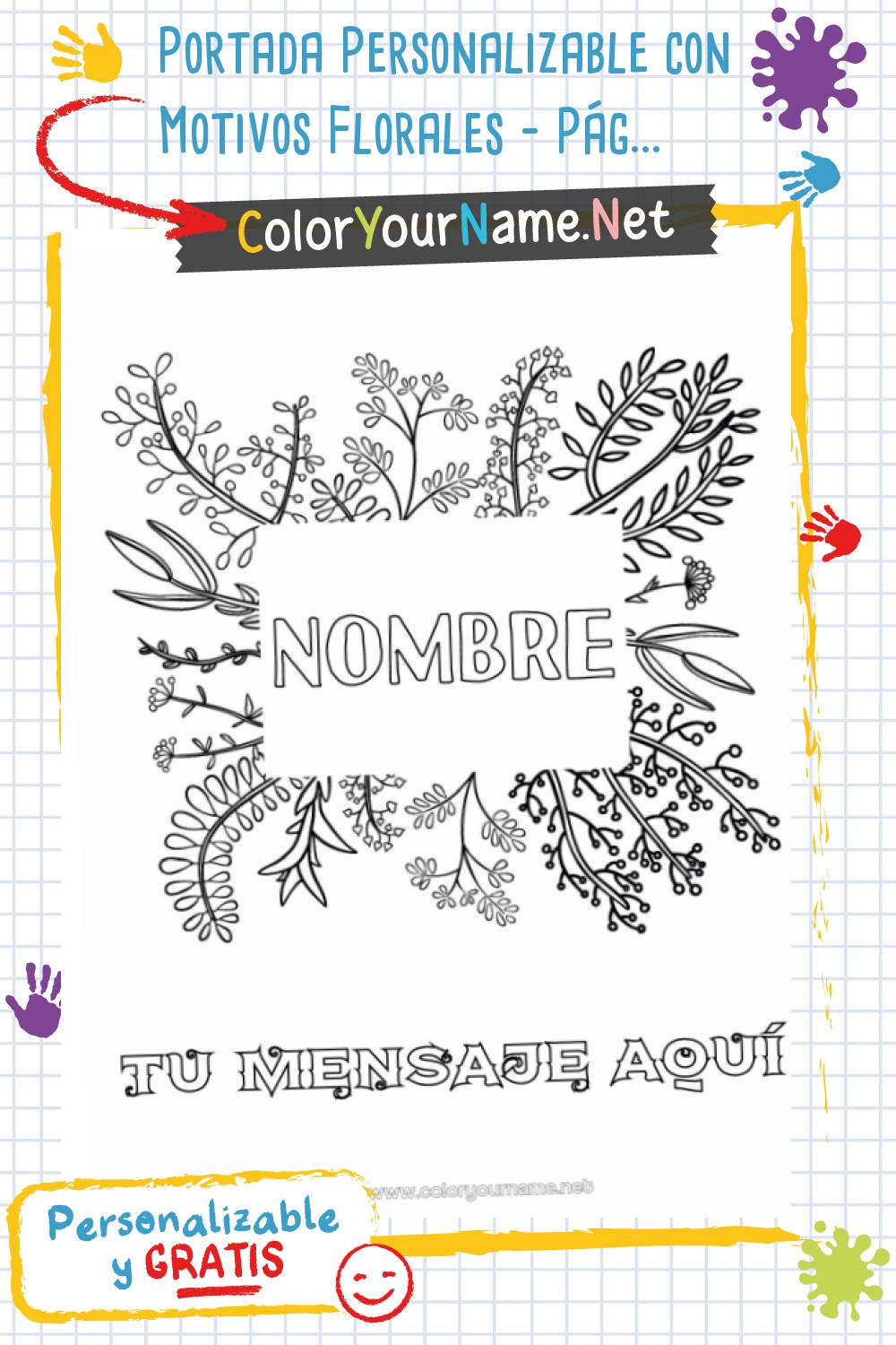 Portada Personalizable con Motivos Florales - Página para Colorear para ...