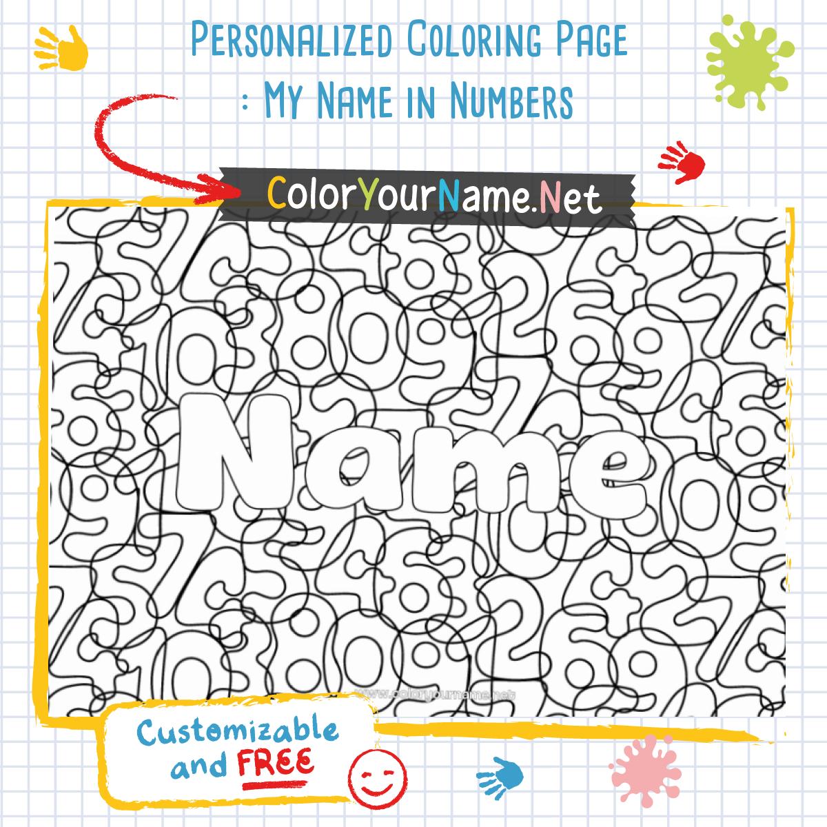 Personalized Coloring Page : My Name in Numbers