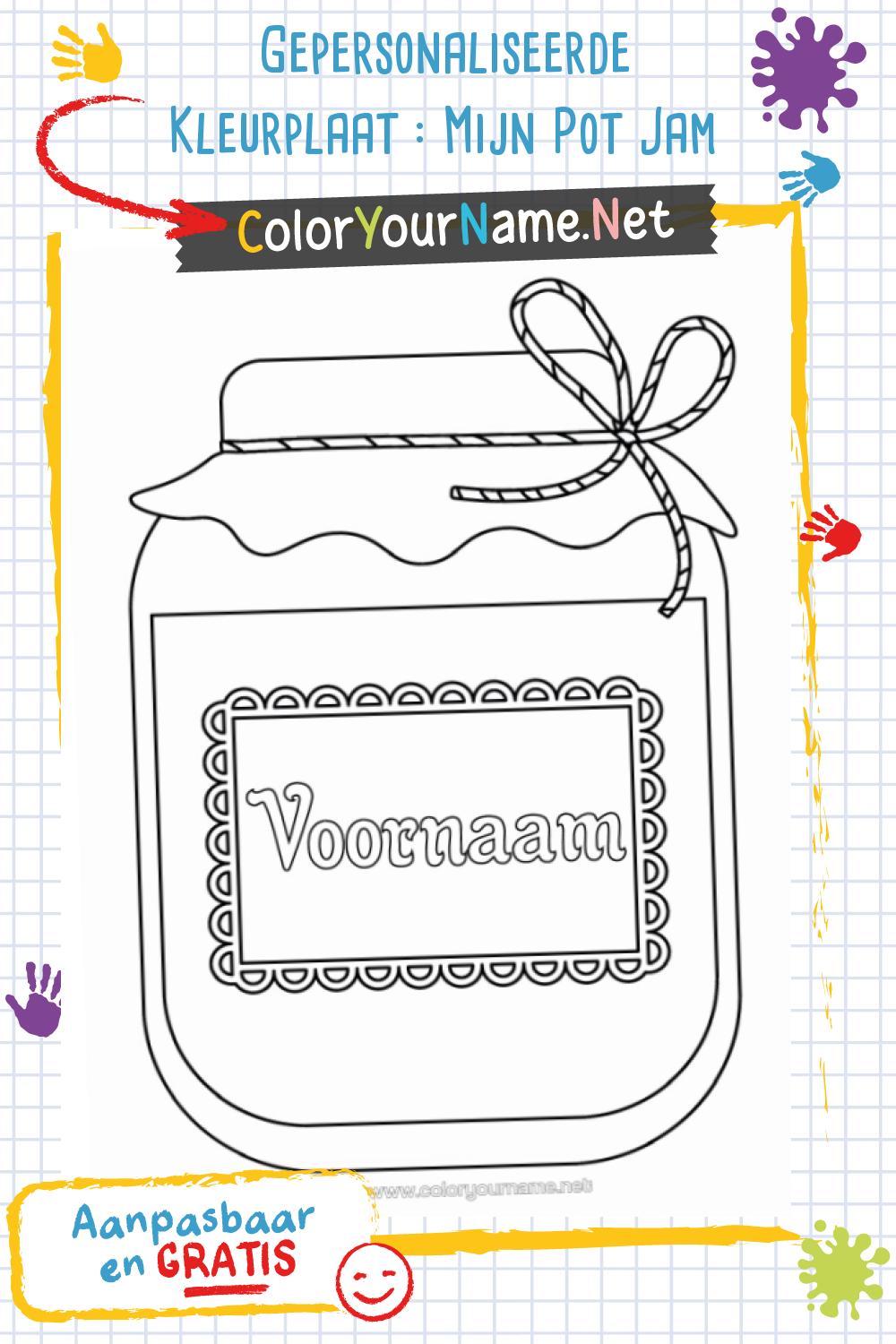 Gepersonaliseerde Kleurplaat : Mijn Pot Jam