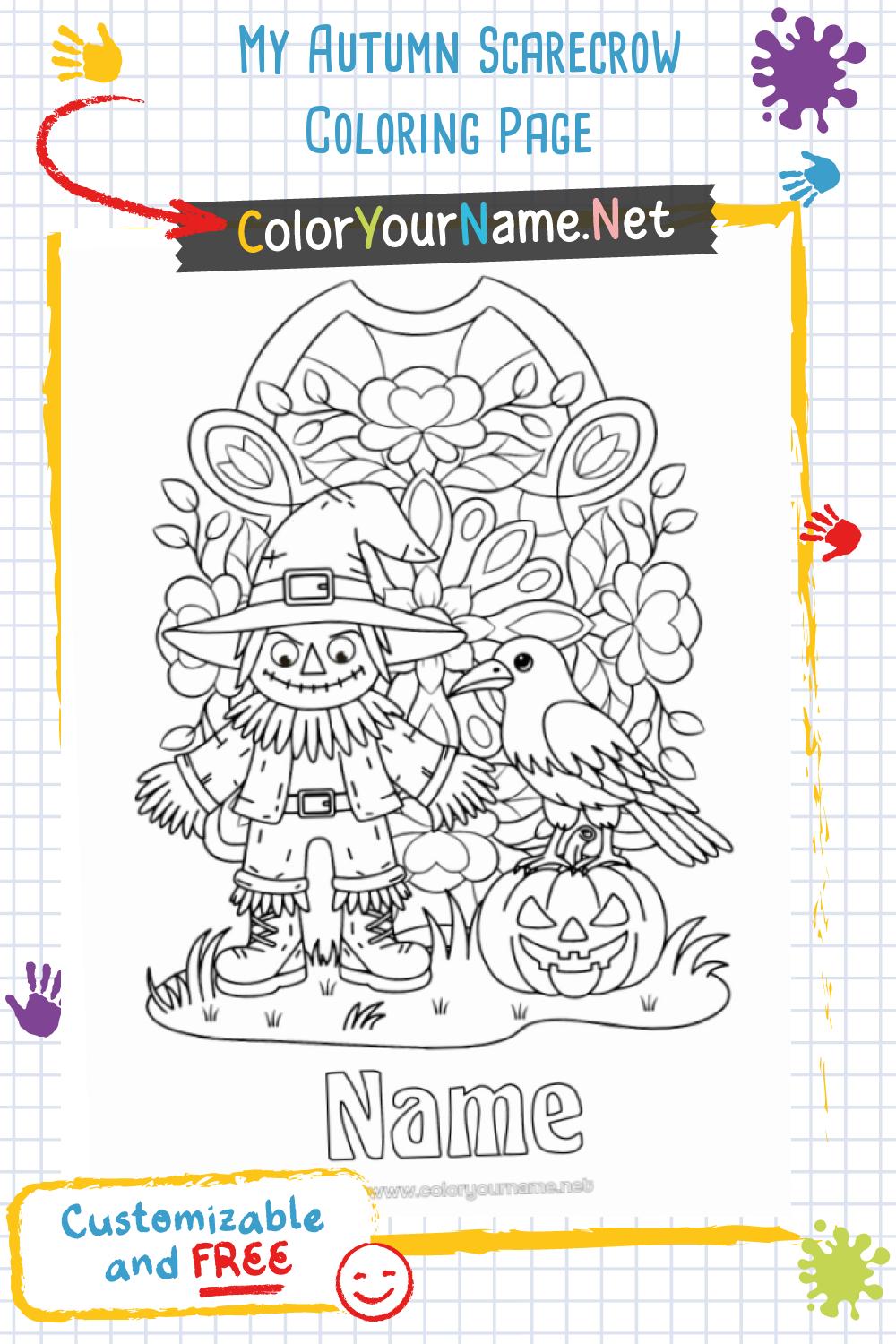 My Autumn Scarecrow Coloring Page
